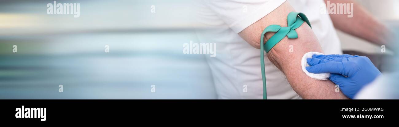 Disinfecting of the skin before an injection Stock Photo - Alamy