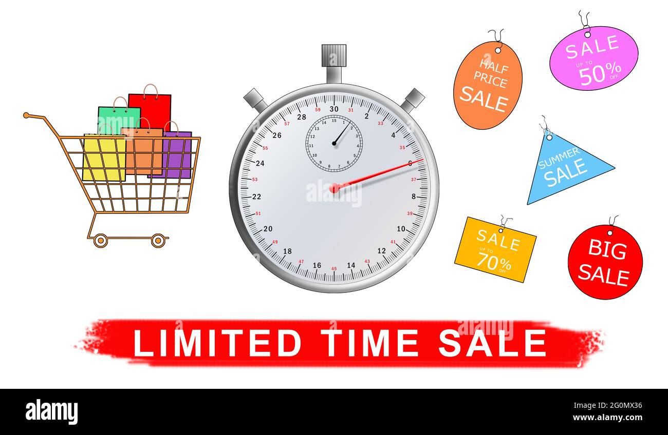 Limited time sale on white background Stock Photo - Alamy