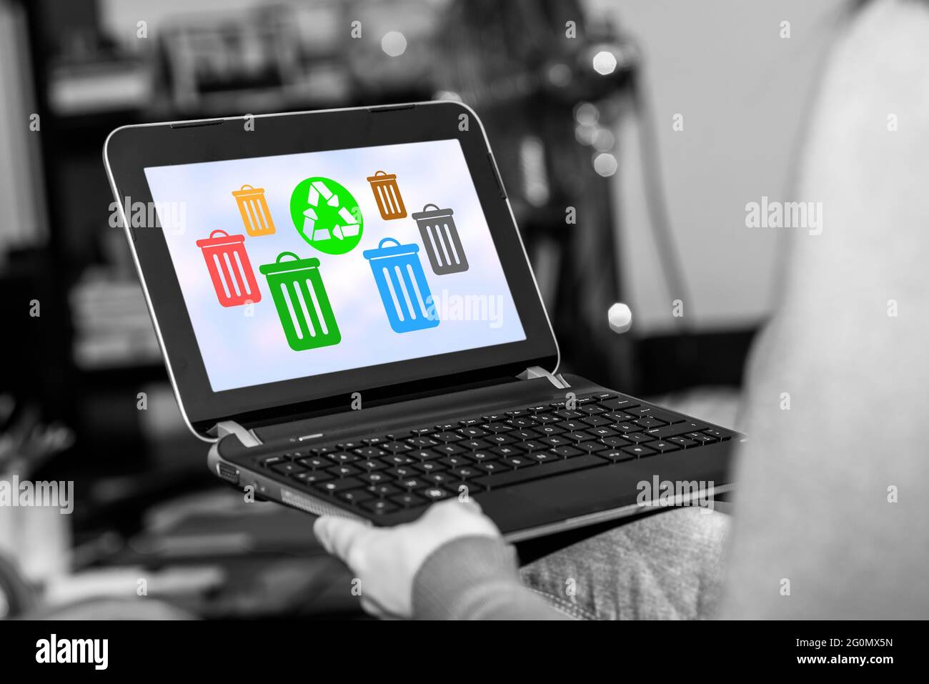 Tablet screen displaying a recycling concept Stock Photo - Alamy