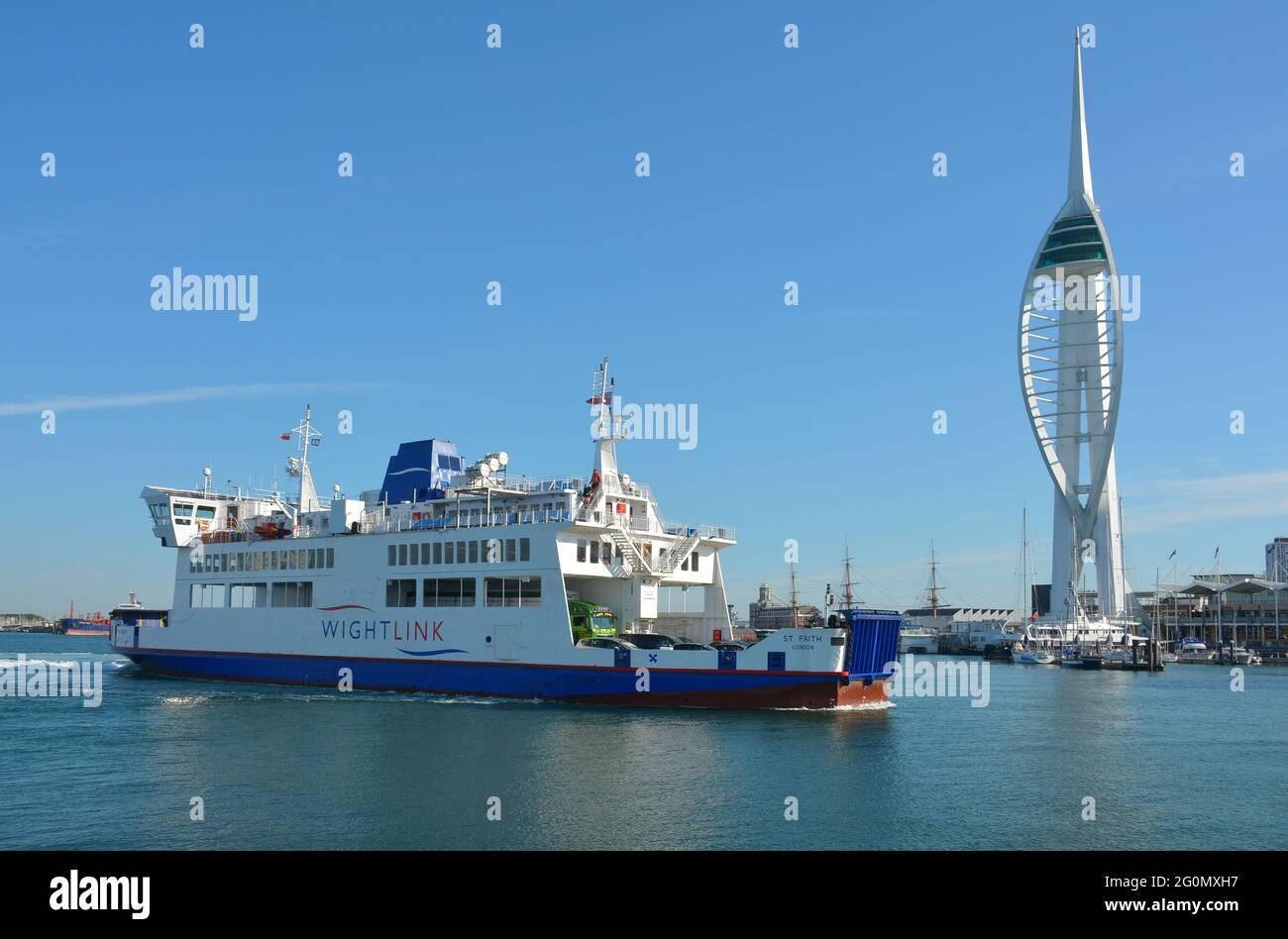 Wightlink car ferry approaches its Gunwharf terminal bringing ...