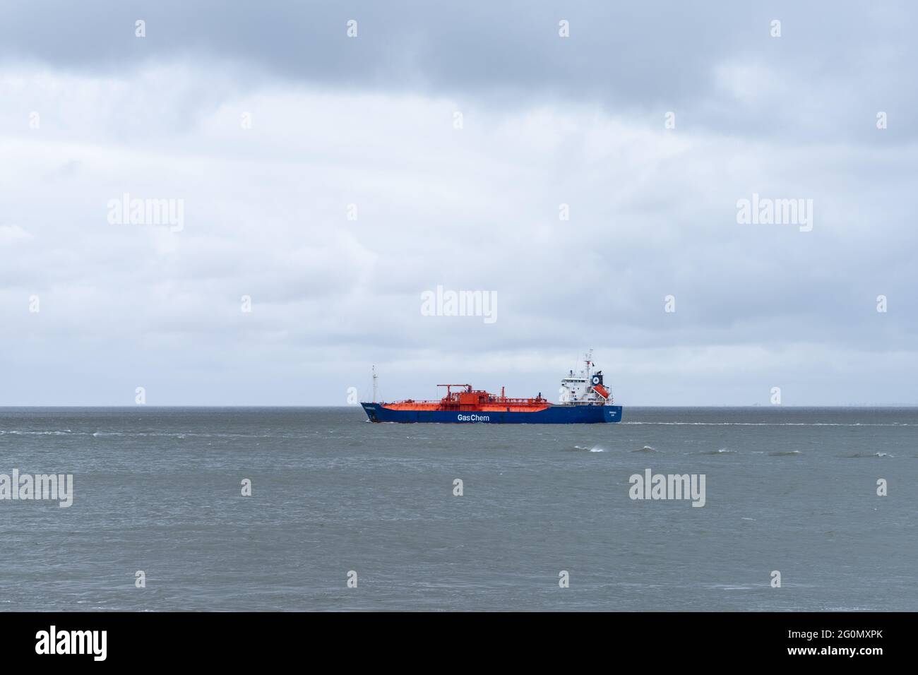 Cuxhaven, Germany - 25 May, 2021: gas tanker freight ship at the mouth ...