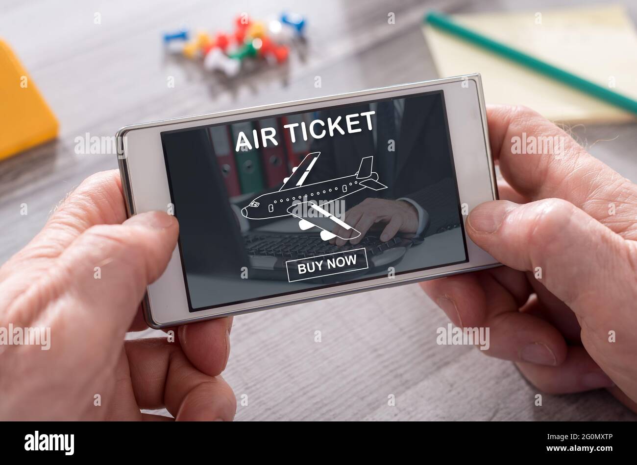 Air ticket booking concept on mobile phone Stock Photo - Alamy