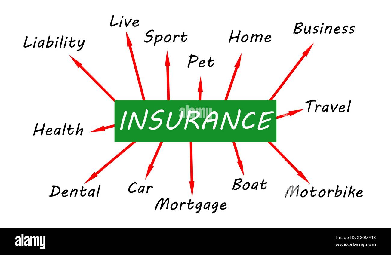 Insurance mind map on white background Stock Photo - Alamy