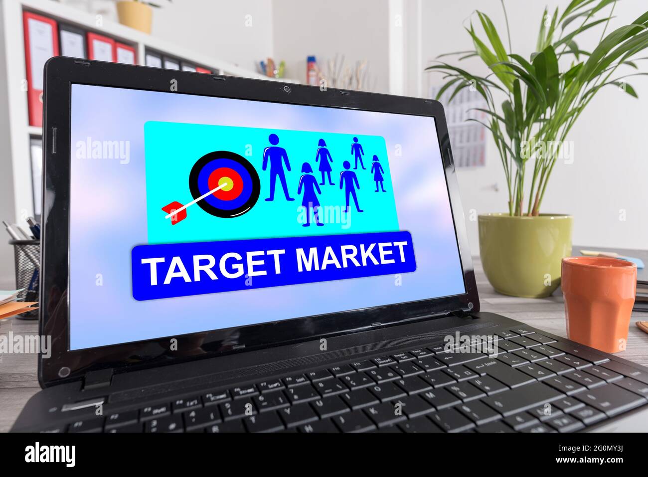 Laptop screen with target market concept Stock Photo - Alamy