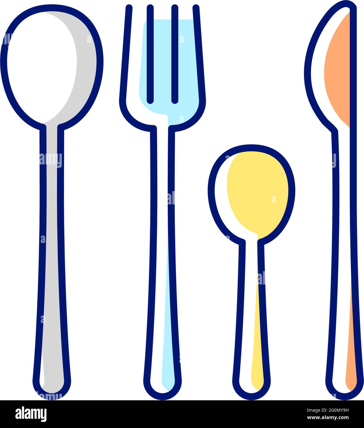 Forks, knives and spoons RGB color icon Stock Vector Image & Art - Alamy