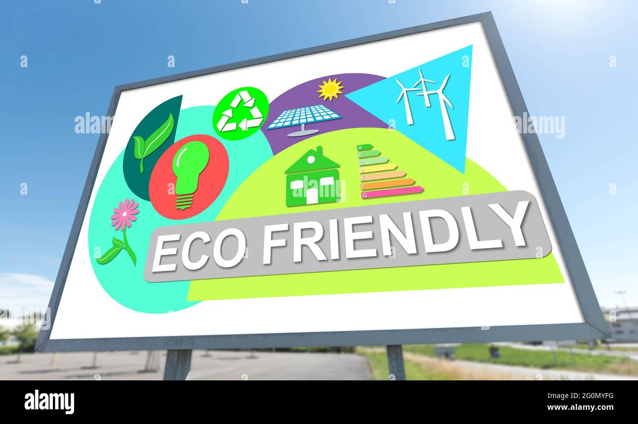 Eco friendly concept drawn on a billboard Stock Photo - Alamy