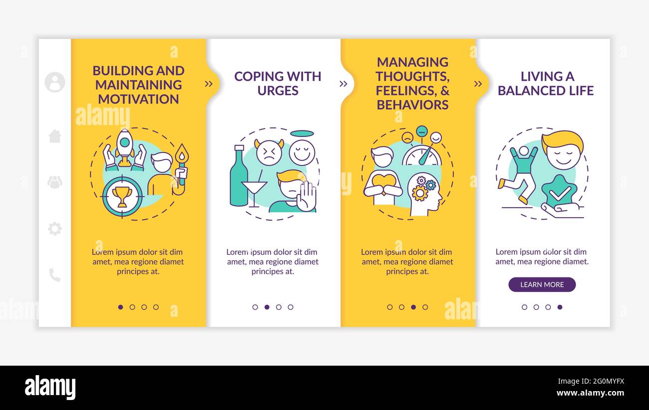 Addiction recovery steps onboarding vector template Stock Vector Image ...