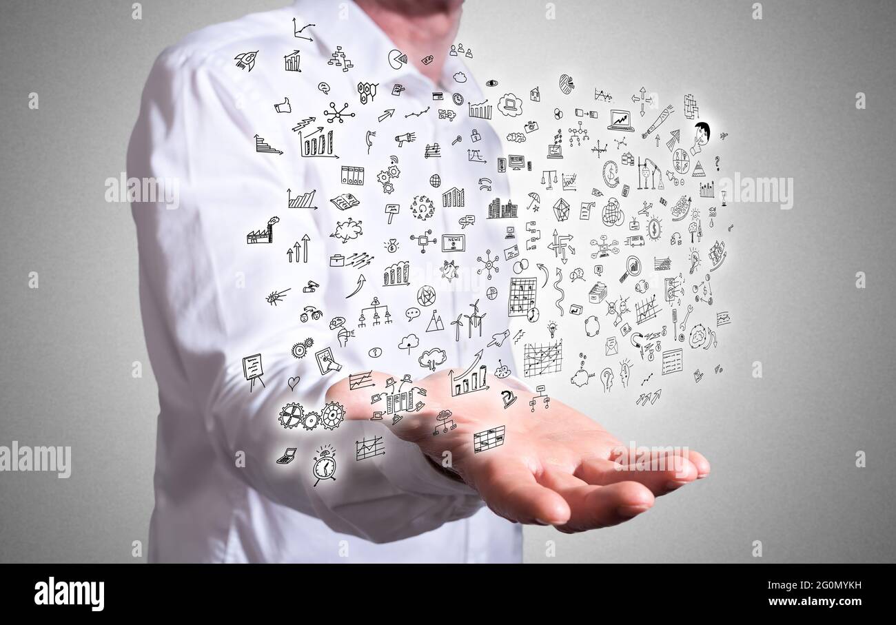 Creativity concept levitating above a human hand Stock Photo - Alamy