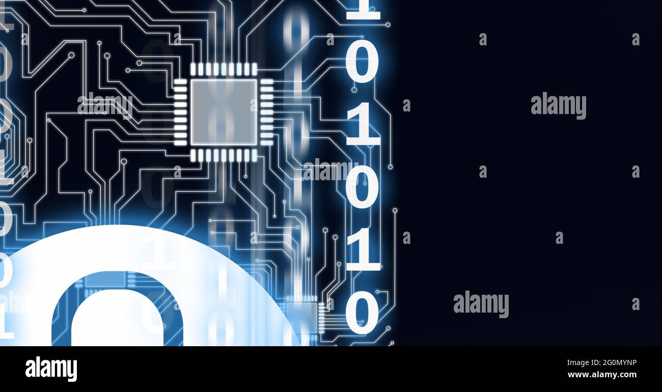 Composition Of Online Security Padlock Icons Over Binary Coding And
