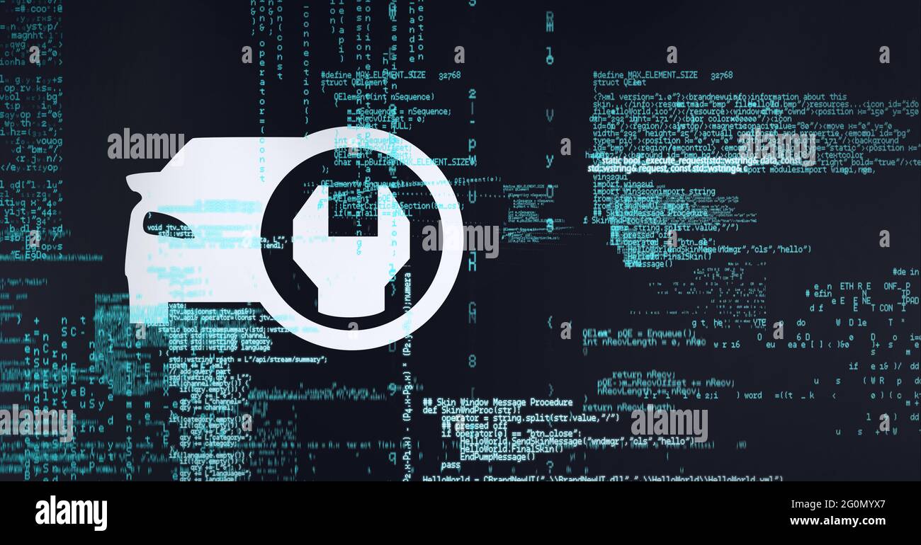 Composition of car icon and data processing Stock Photo - Alamy