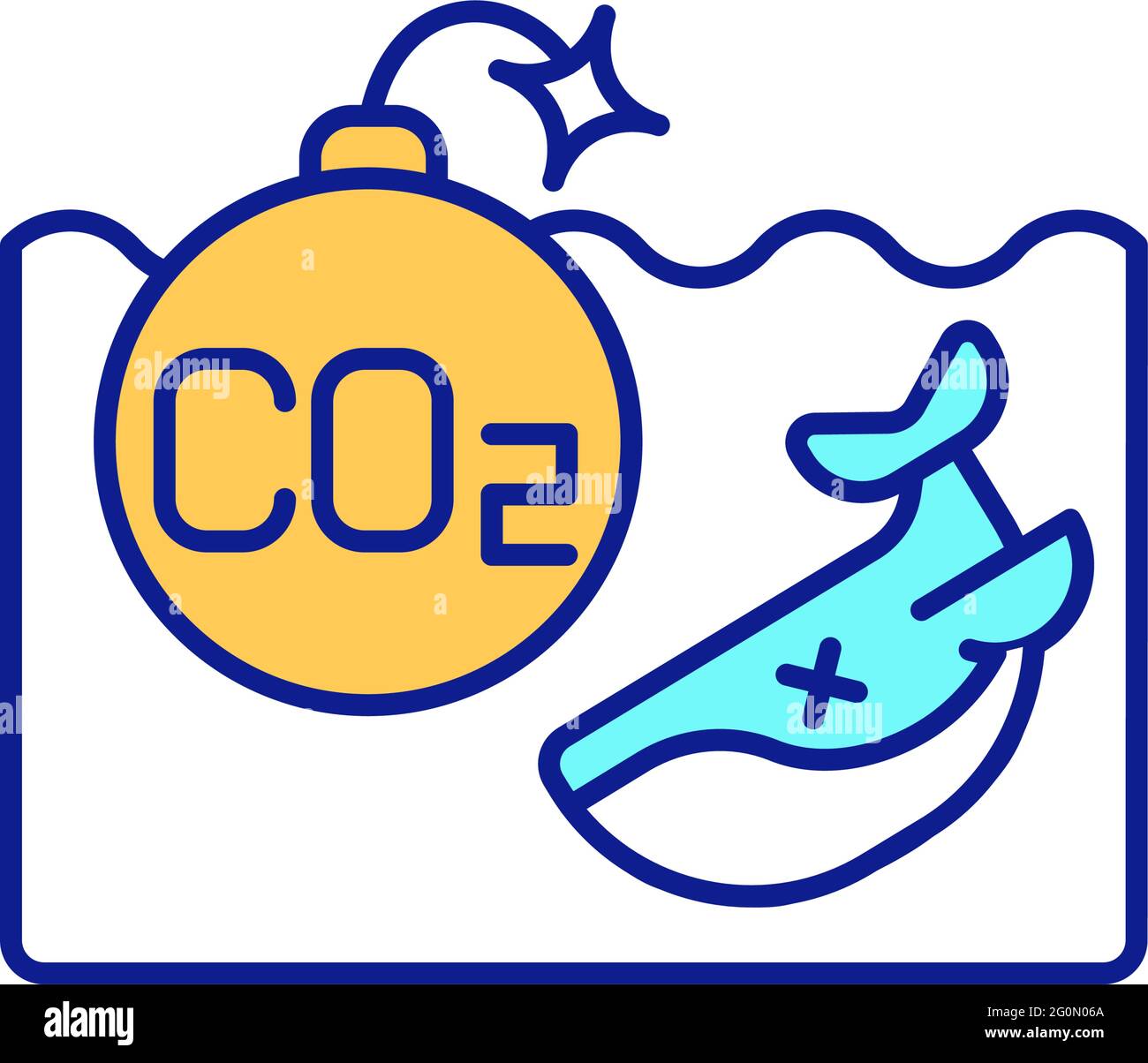 Carbon effects on ocean environment RGB color icon Stock Vector Image ...