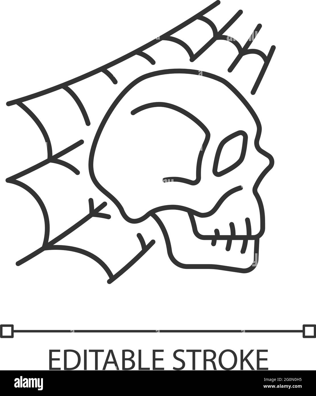 Skull with spider web linear icon Stock Vector Image & Art - Alamy