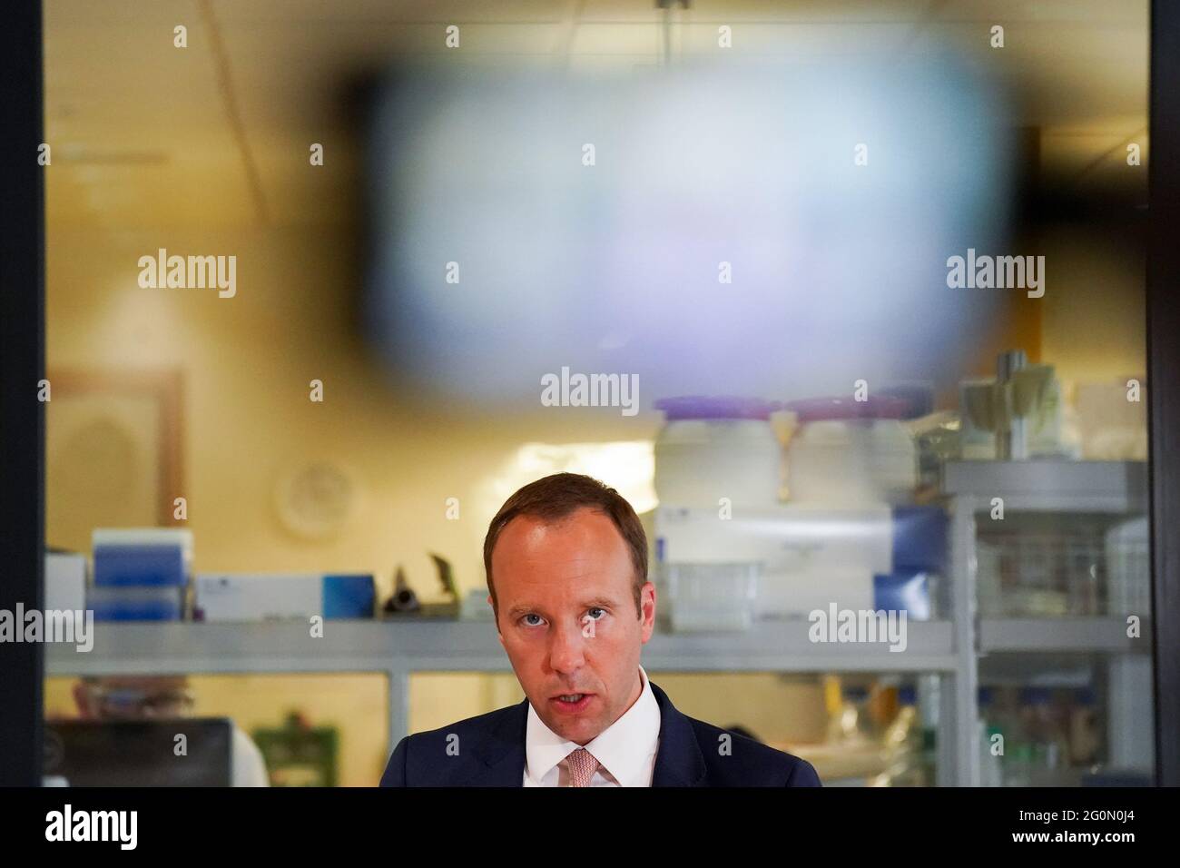 Health Secretary Matt Hancock delivers a speech on the COVID-19 vaccine ...