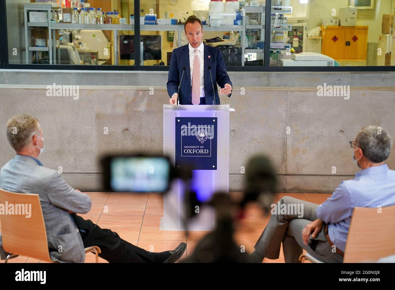 Health Secretary Matt Hancock delivers a speech on the COVID-19 vaccine ...