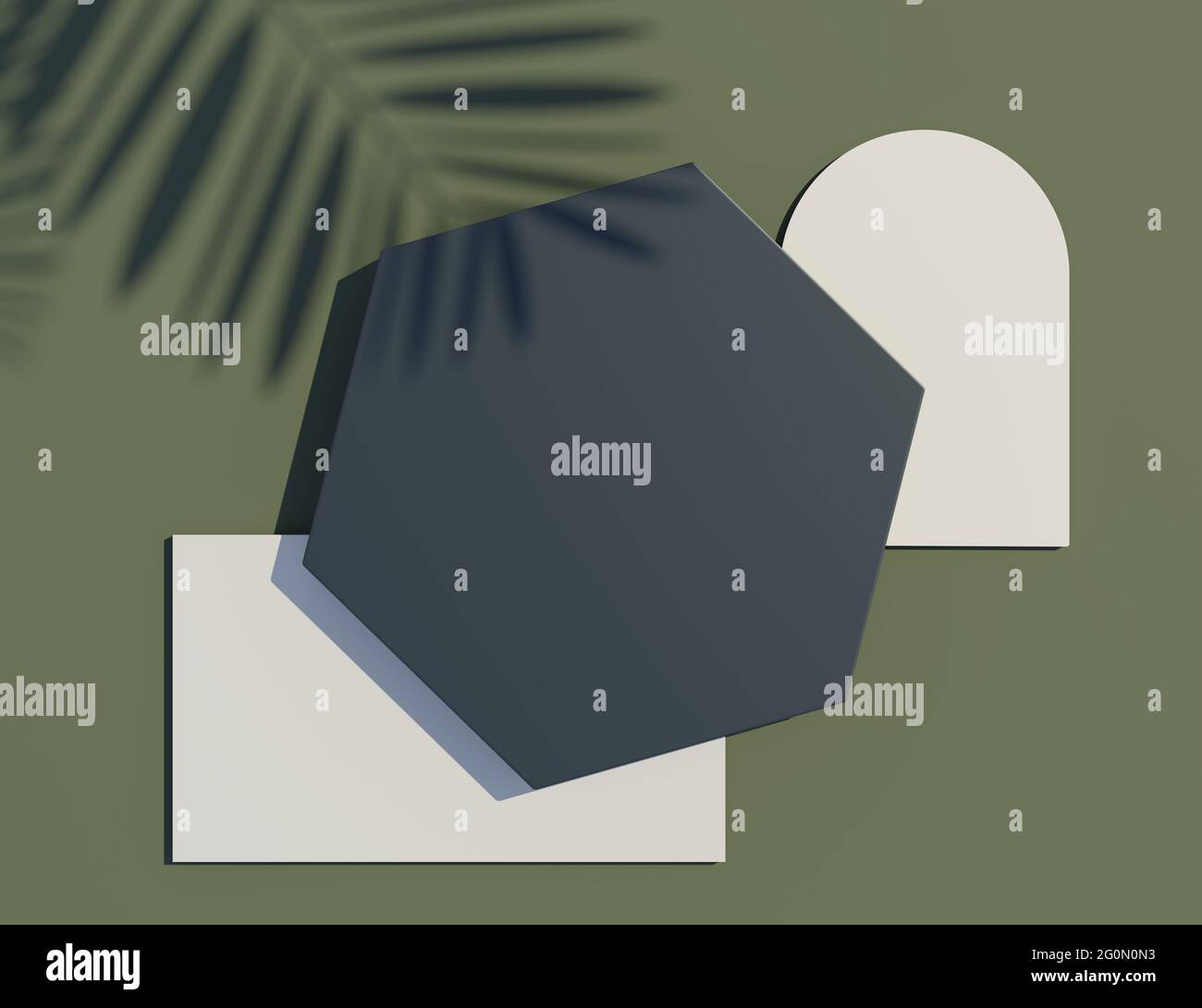 3d render top view of black hexagon frame for mock up and display ...