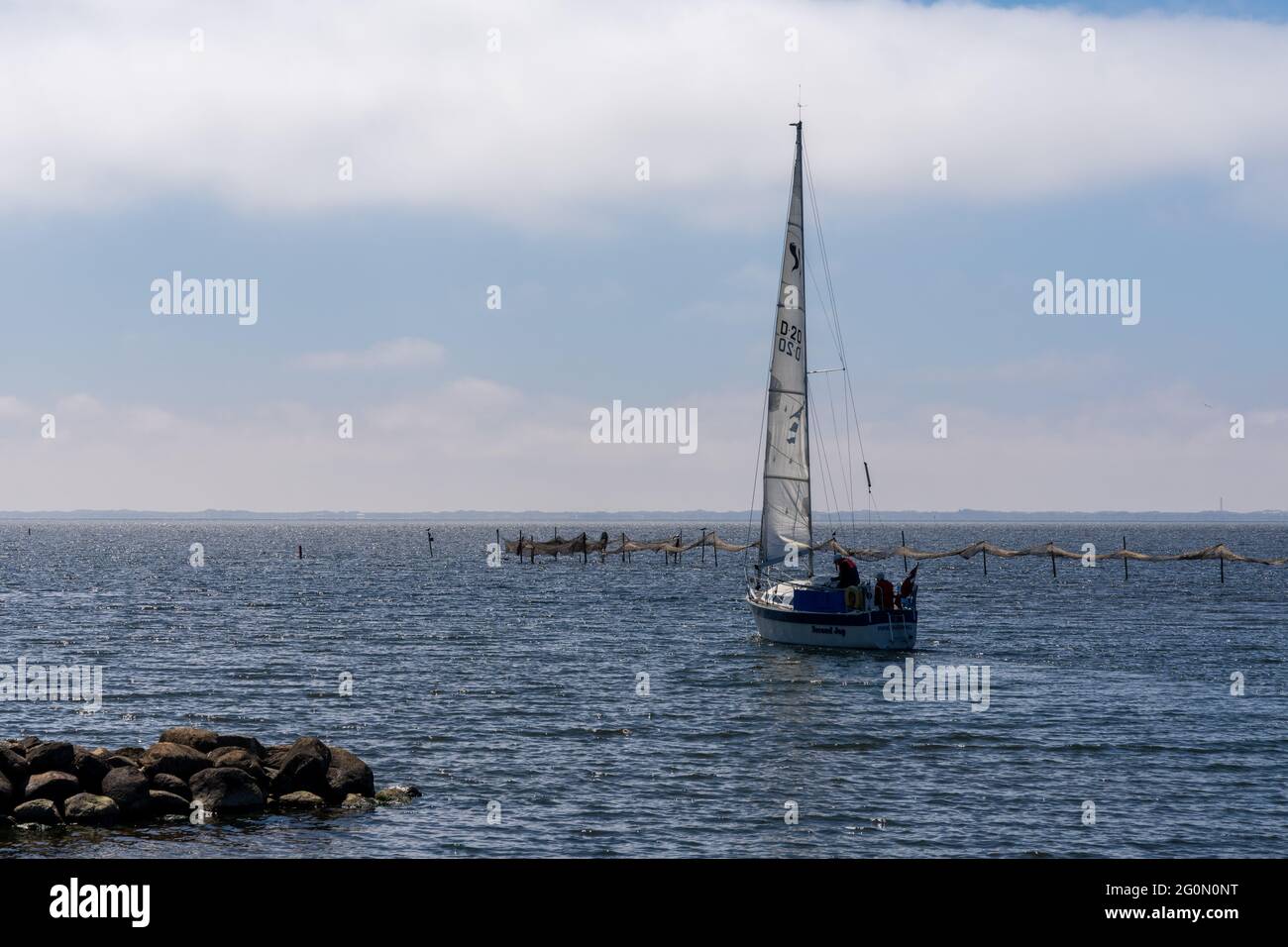 Ringkobing, Denmark - 31 May, 2021: sailboat leaving Rinkobing harbor ...
