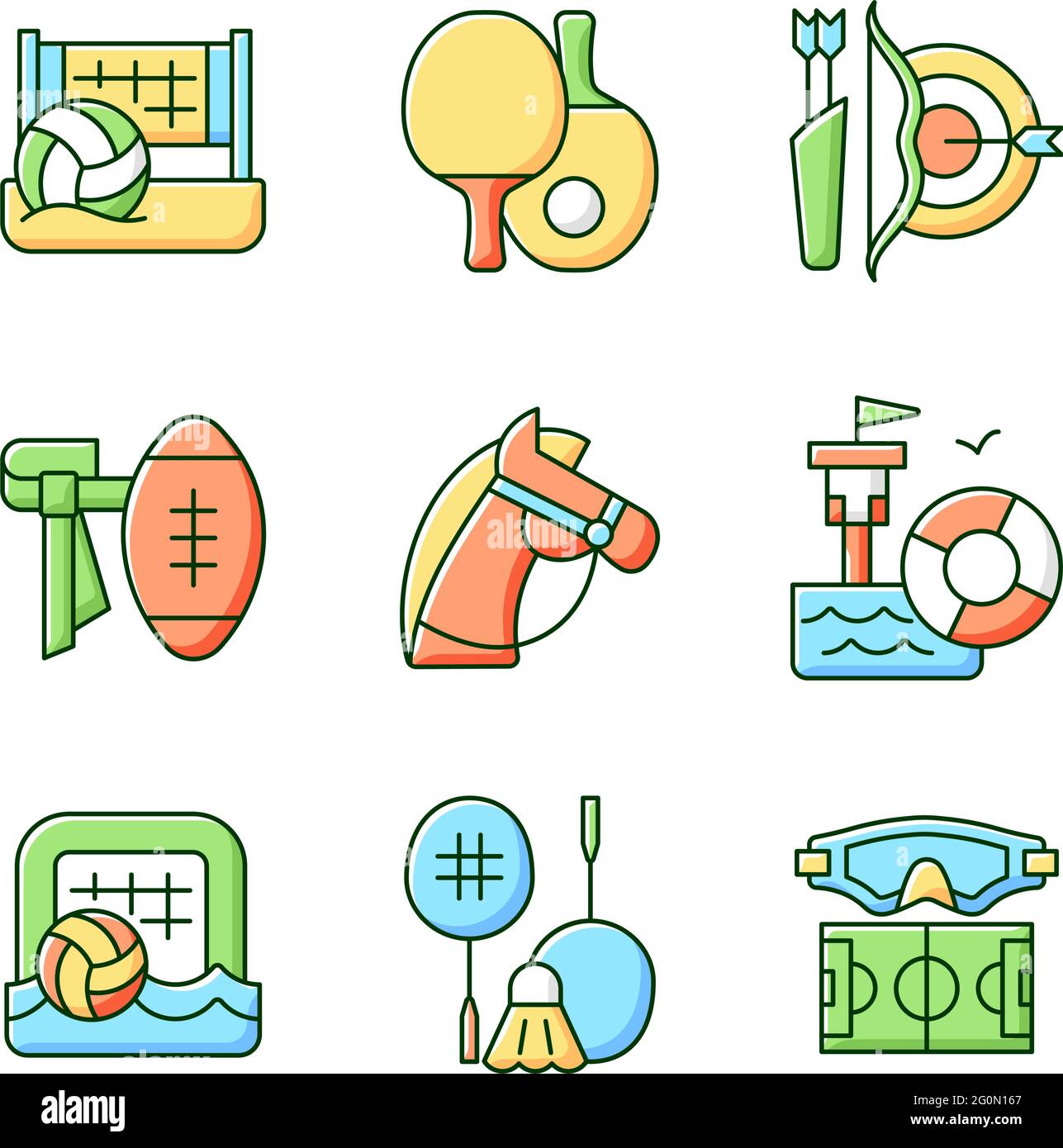 Summer camp activities RGB color icons set Stock Vector Image & Art - Alamy