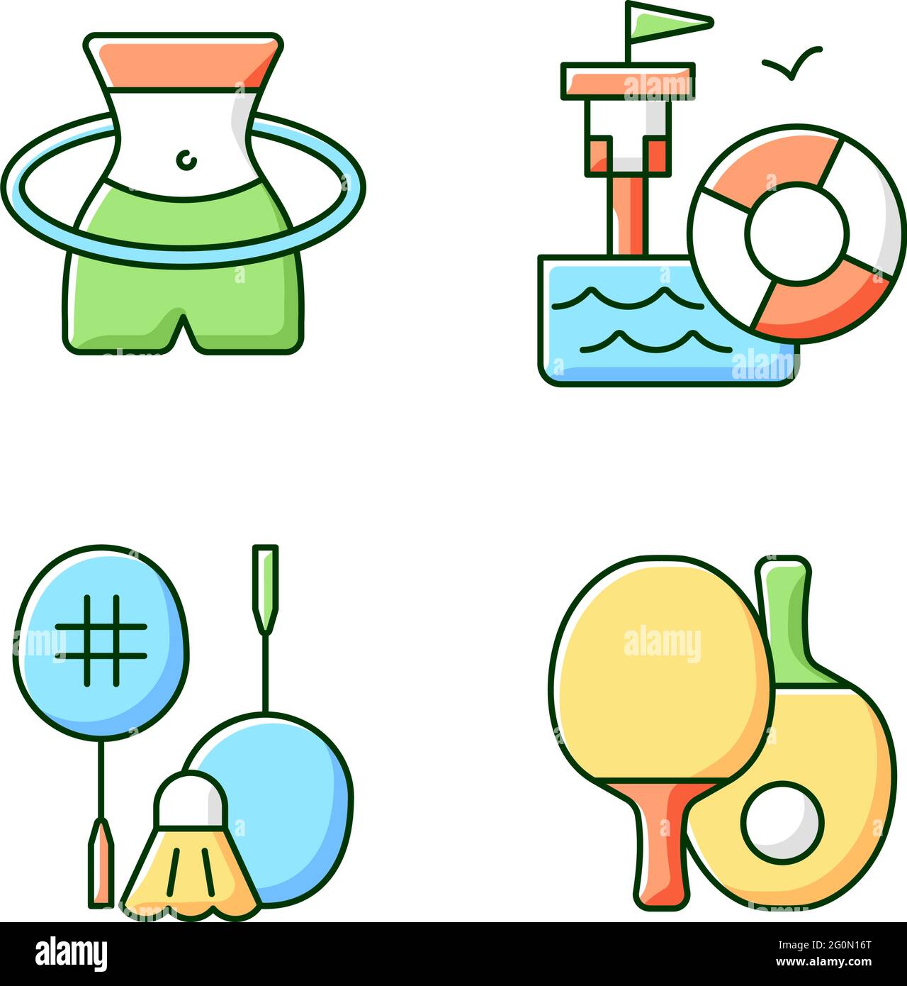 Summer camp activities RGB color icons set Stock Vector Image & Art - Alamy