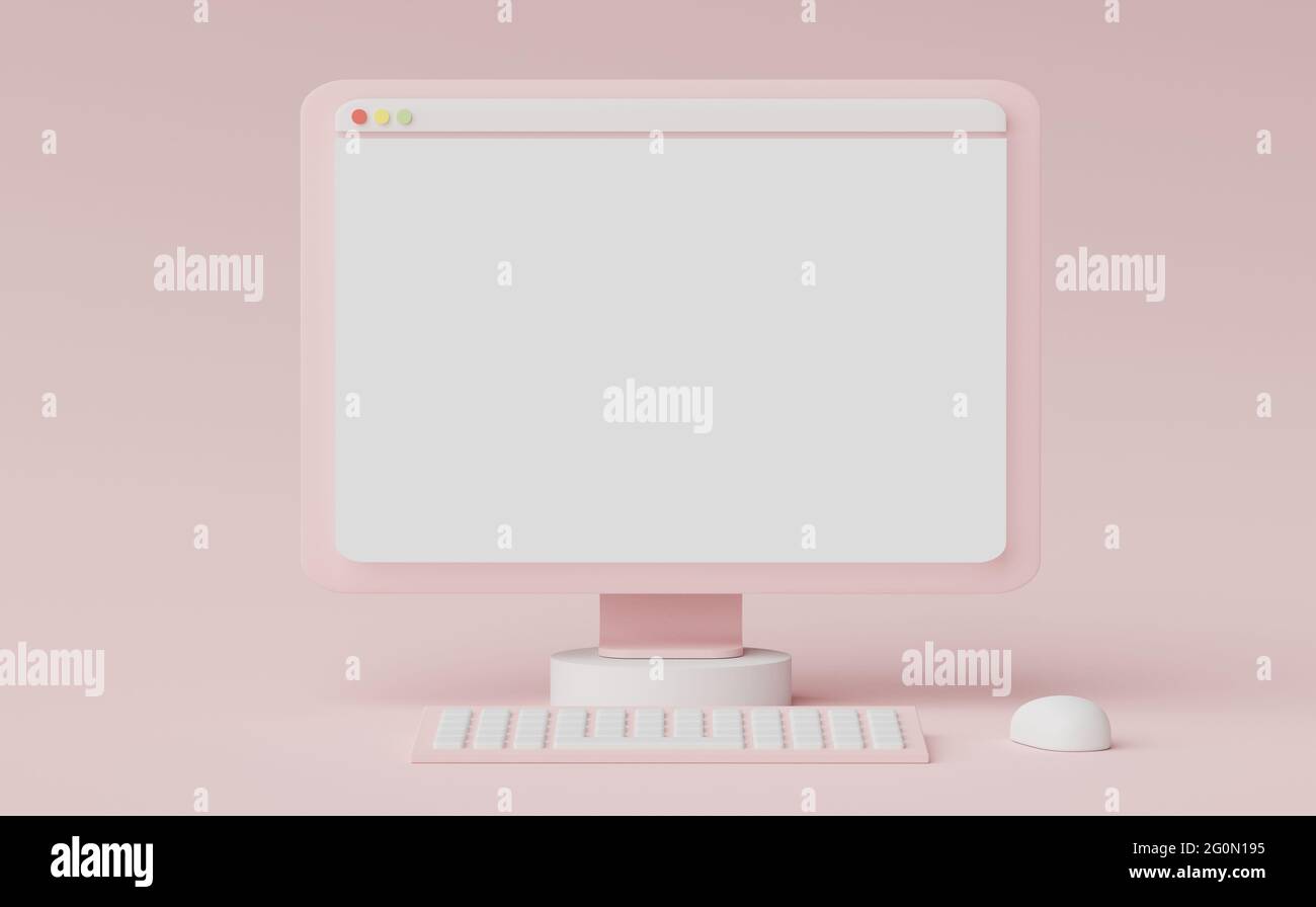 3d render Minimal mini computer for work office with white copy space ...