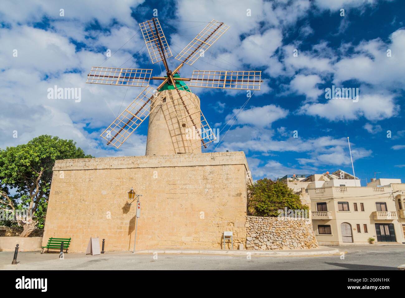 Ta Kola Windmill in Xaghra village on Gozo island, Malta Stock Photo ...