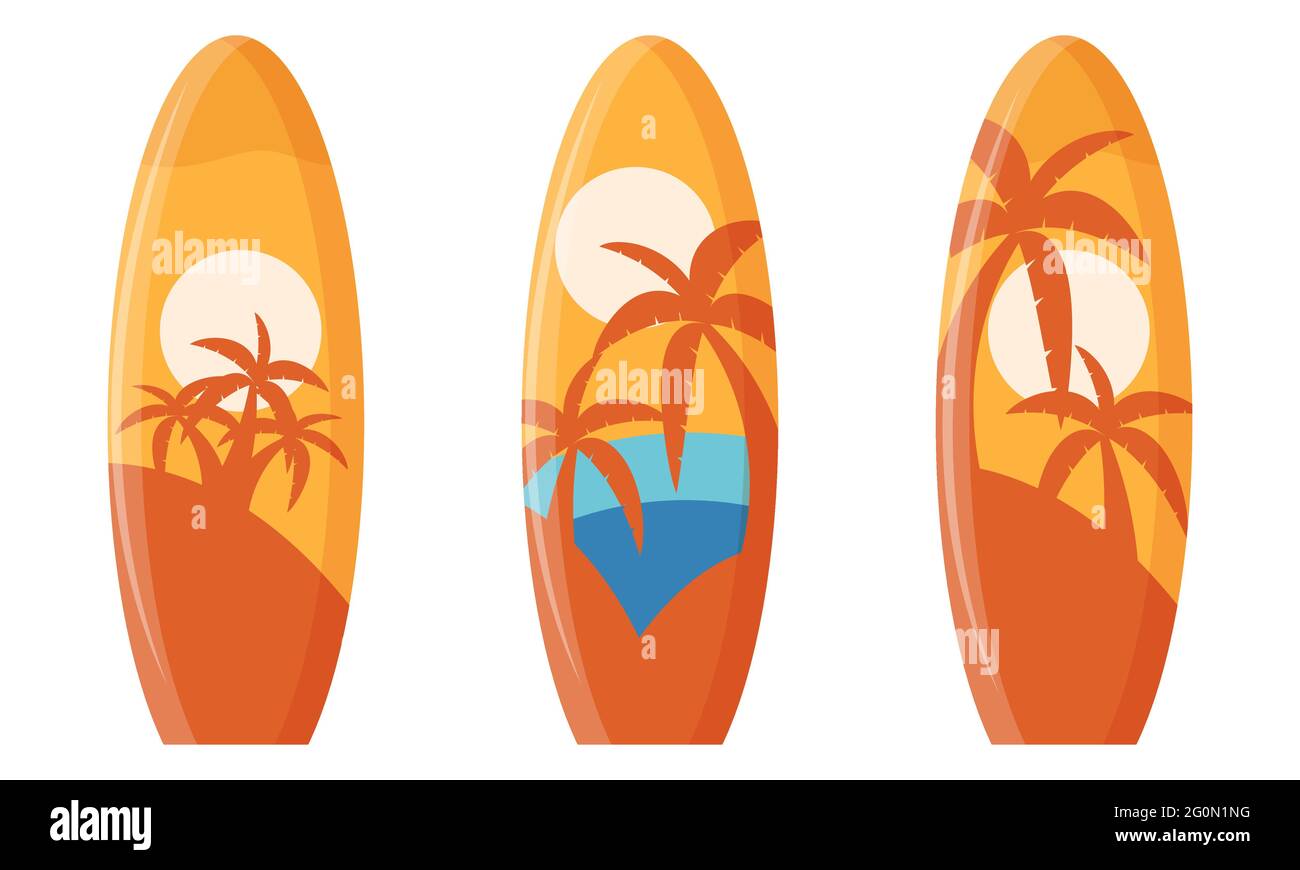 Set of surfboard. Vector isolated on white background Stock Vector ...