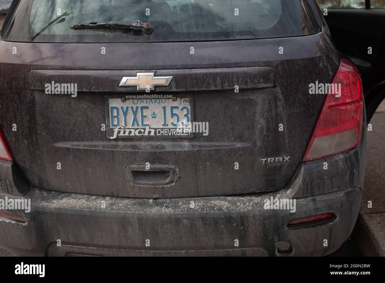 Hamilton Canada, January 19 2021: Editorial photo of a dirty purple ...
