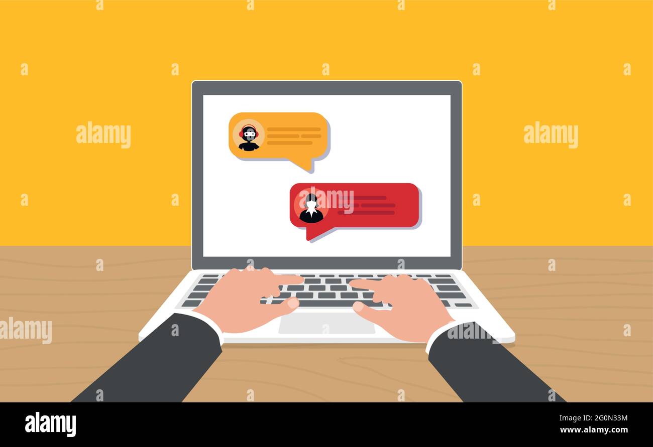 Chat bot ai and customer service support concept. Vector flat ...