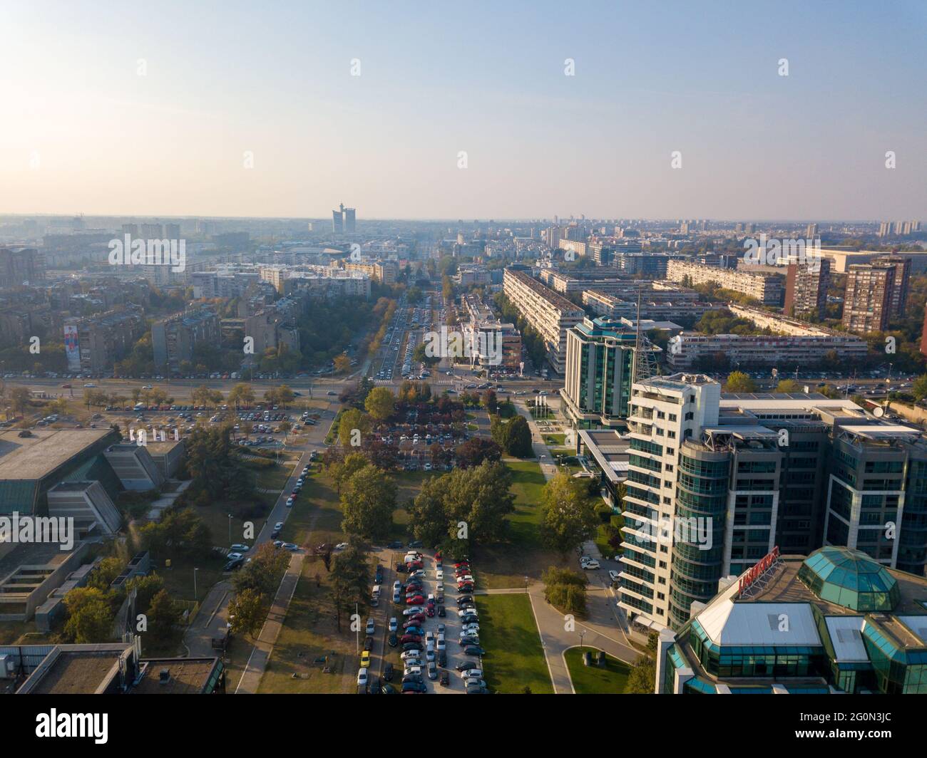 Aerial view of 21st block in Belgrade Stock Photo - Alamy