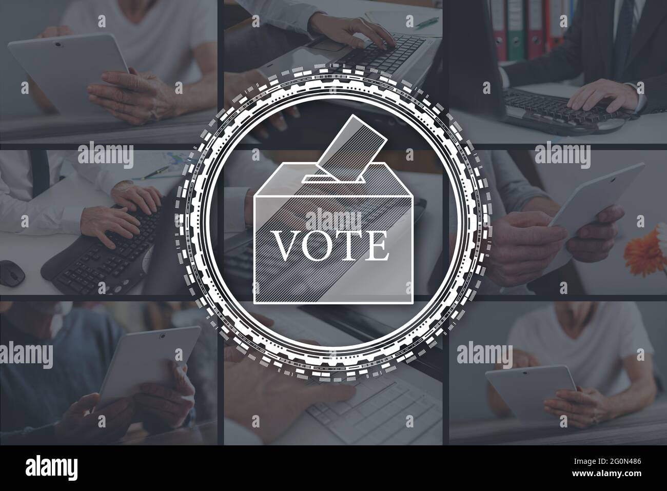 Vote concept illustrated by pictures on background Stock Photo - Alamy