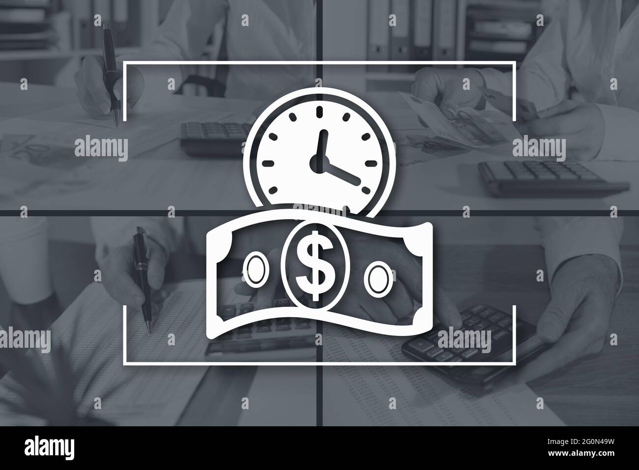 Time is money concept illustrated by pictures on background Stock Photo ...