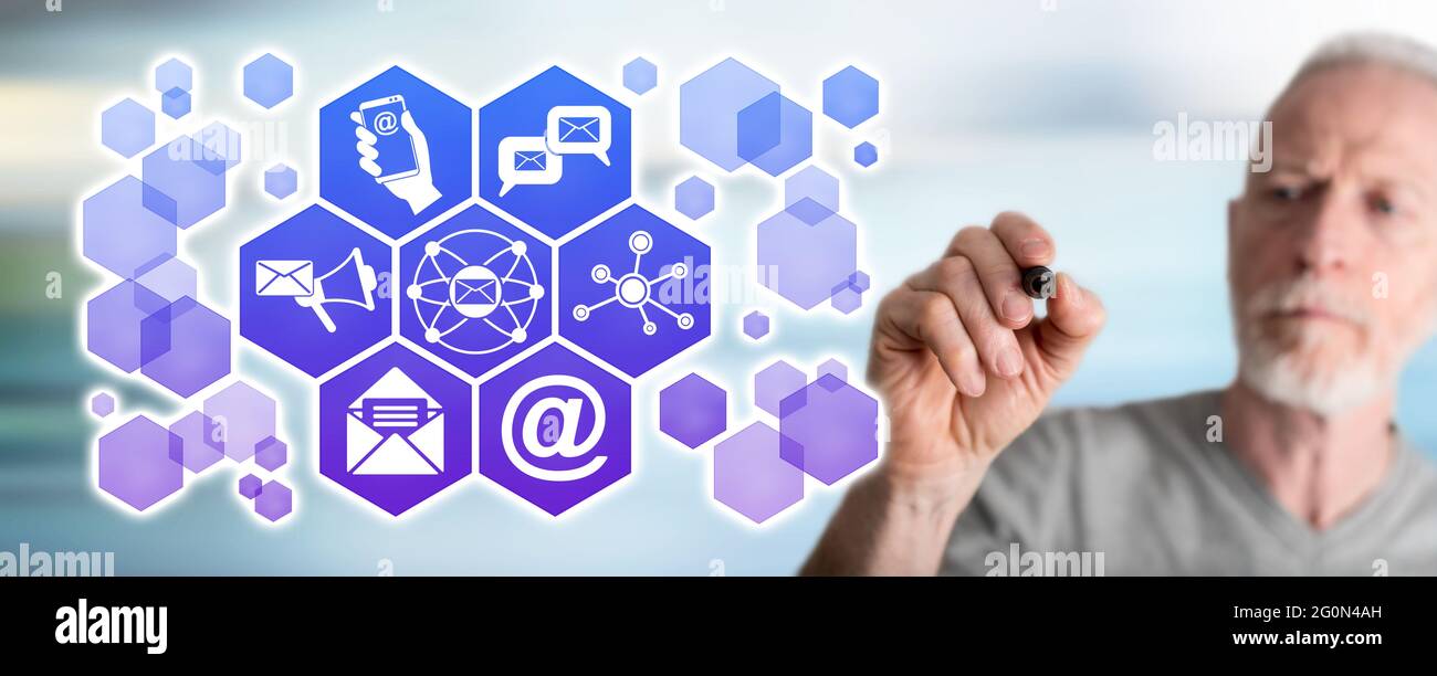 Email marketing concept drawn by a man Stock Photo - Alamy