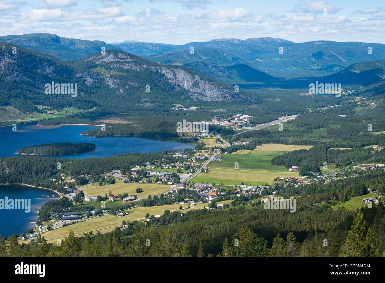 Lake and mountain landscape in Fyresdal, Norway Stock Photo - Alamy