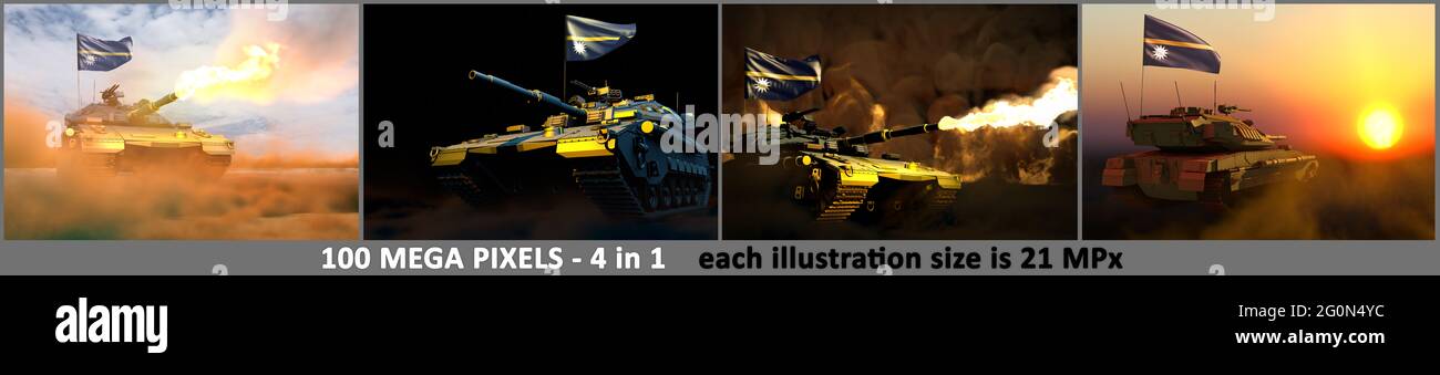 Nauru army concept - 4 high resolution illustrations of tank with not ...