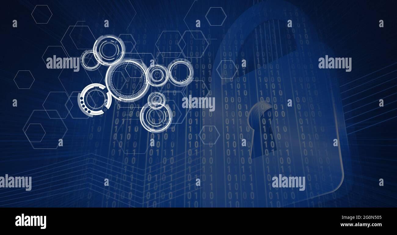 Composition Of Online Security Padlock Icon Scopes And Binary Coding