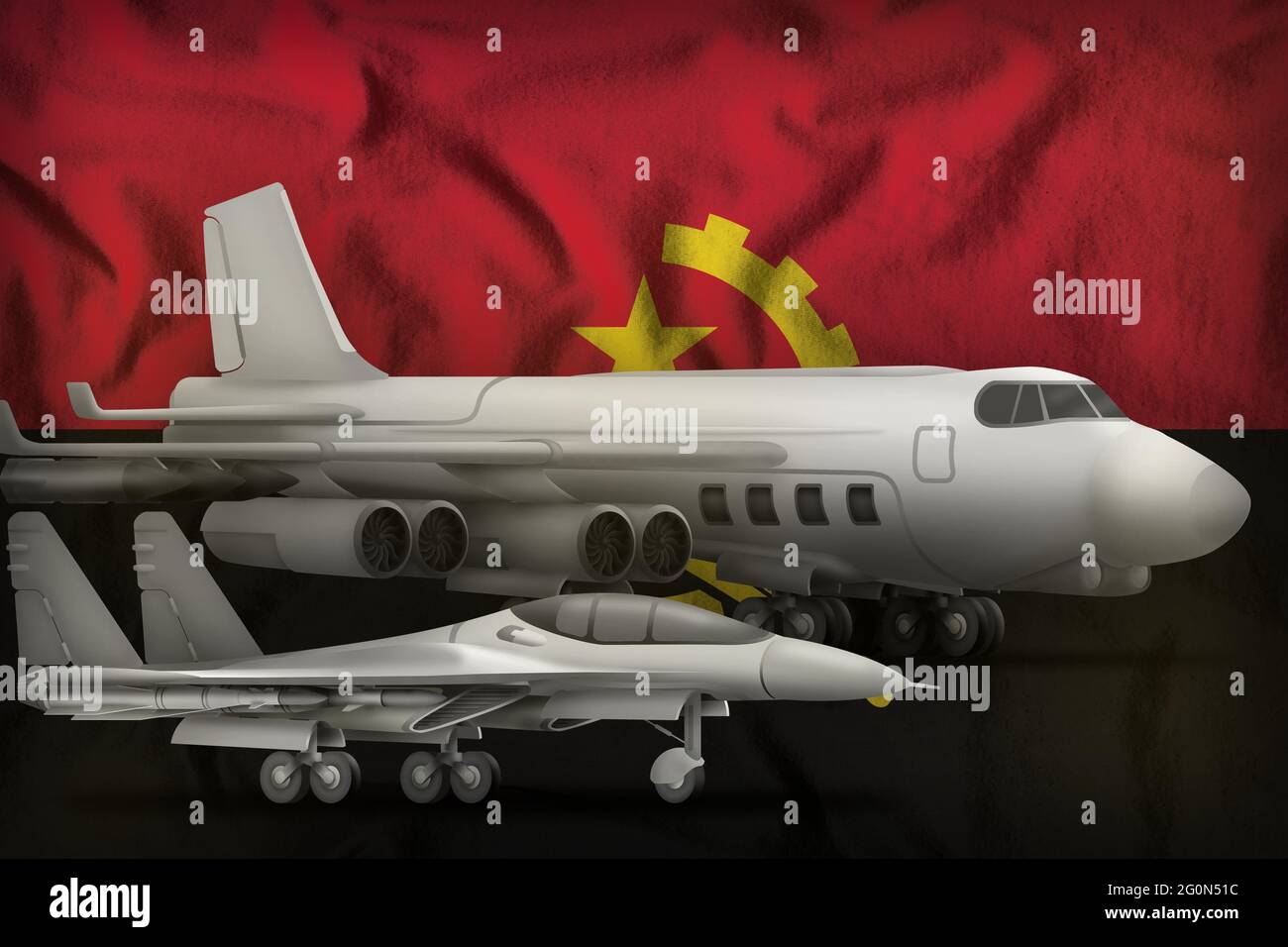 air forces on the Angola flag background. Angola air forces concept. 3d ...