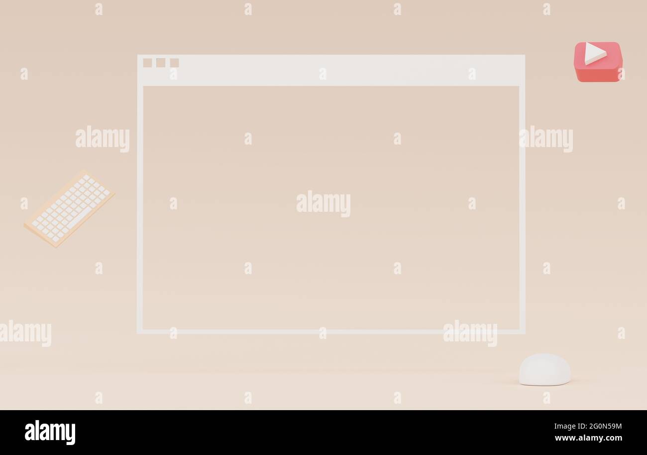 3d render Minimal webpage browser window with white copy space for mock ...