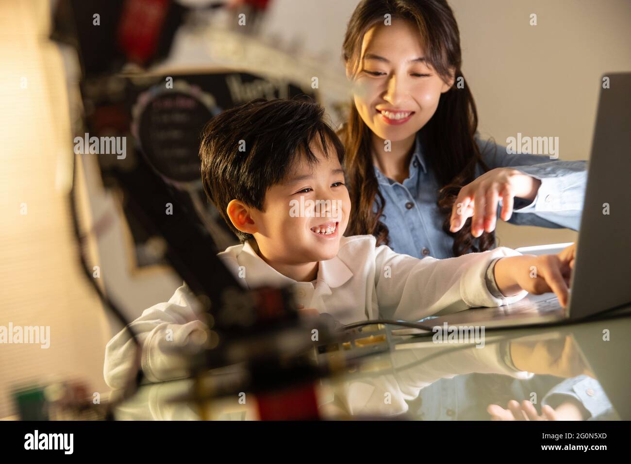 The teacher taught the pupils learning robot programming Stock Photo ...