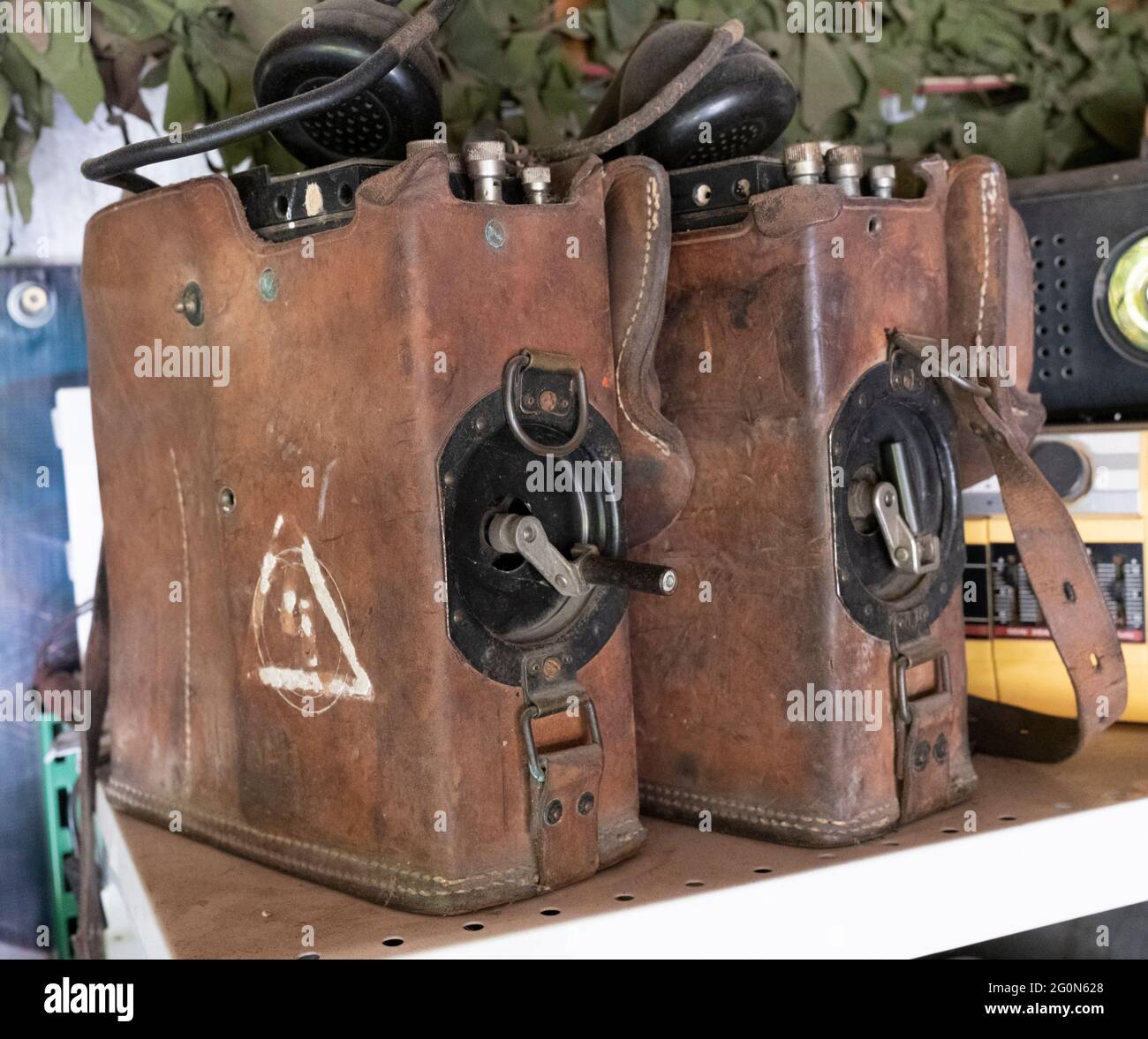Vintage military Soviet field telephones Stock Photo - Alamy