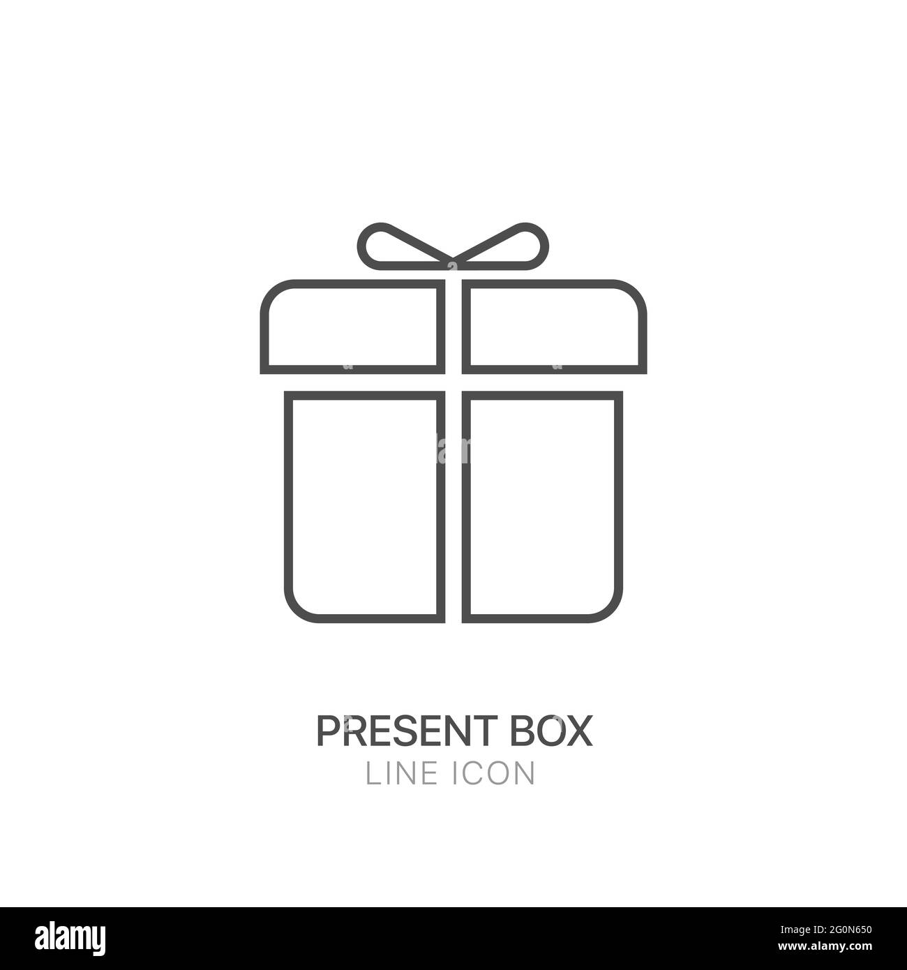 Present box icon. Festive package, wrapping with bow, ribbon vector ...
