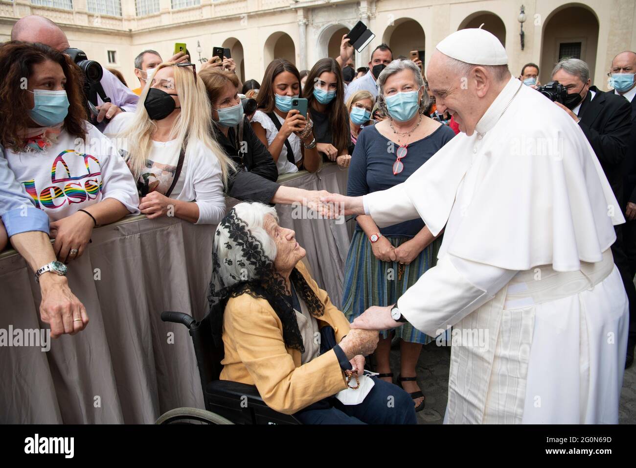 Rome, Italy. 02nd June, 2021. June 2, 2021 : Pope Francis holds his ...