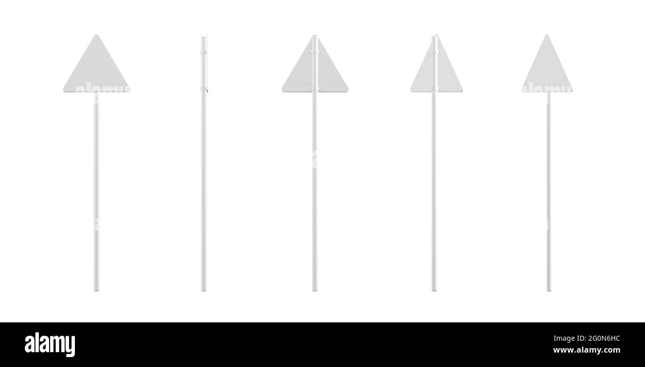 Warning sign mockup isolated on white background - 3d render Stock ...