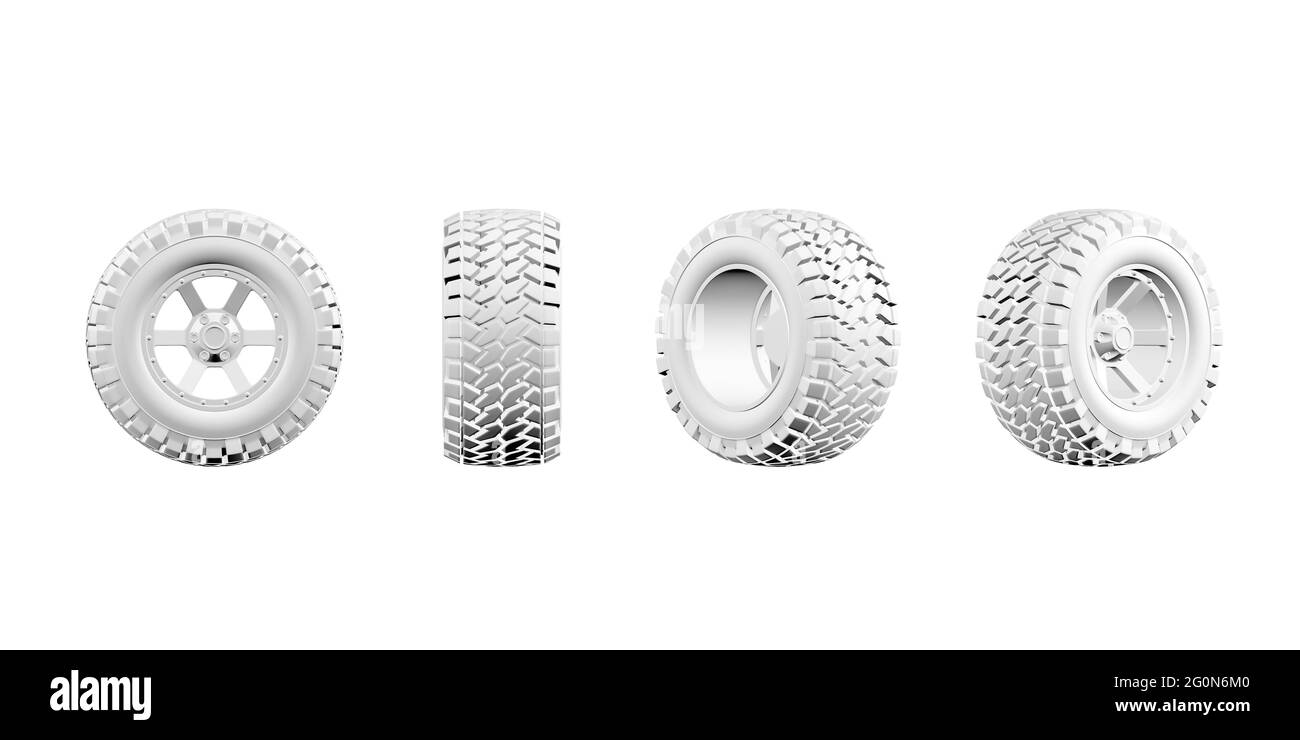 Car wheel mockup isolated on a white background - 3D render Stock Photo ...