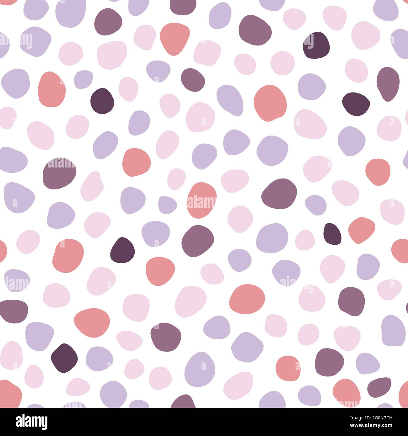 Vector purple doodle dots seamless pattern. Hand drawn repeat ...