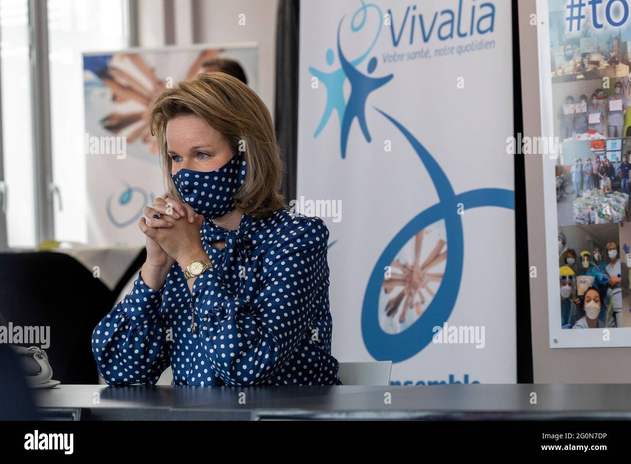 Queen Mathilde of Belgium pictured during a royal visit to the Vivalia ...
