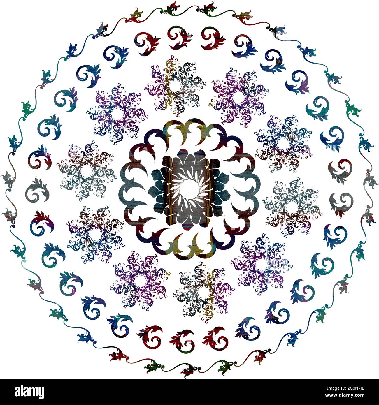Radial ornamental pattern for fabric prints on a white background Stock ...