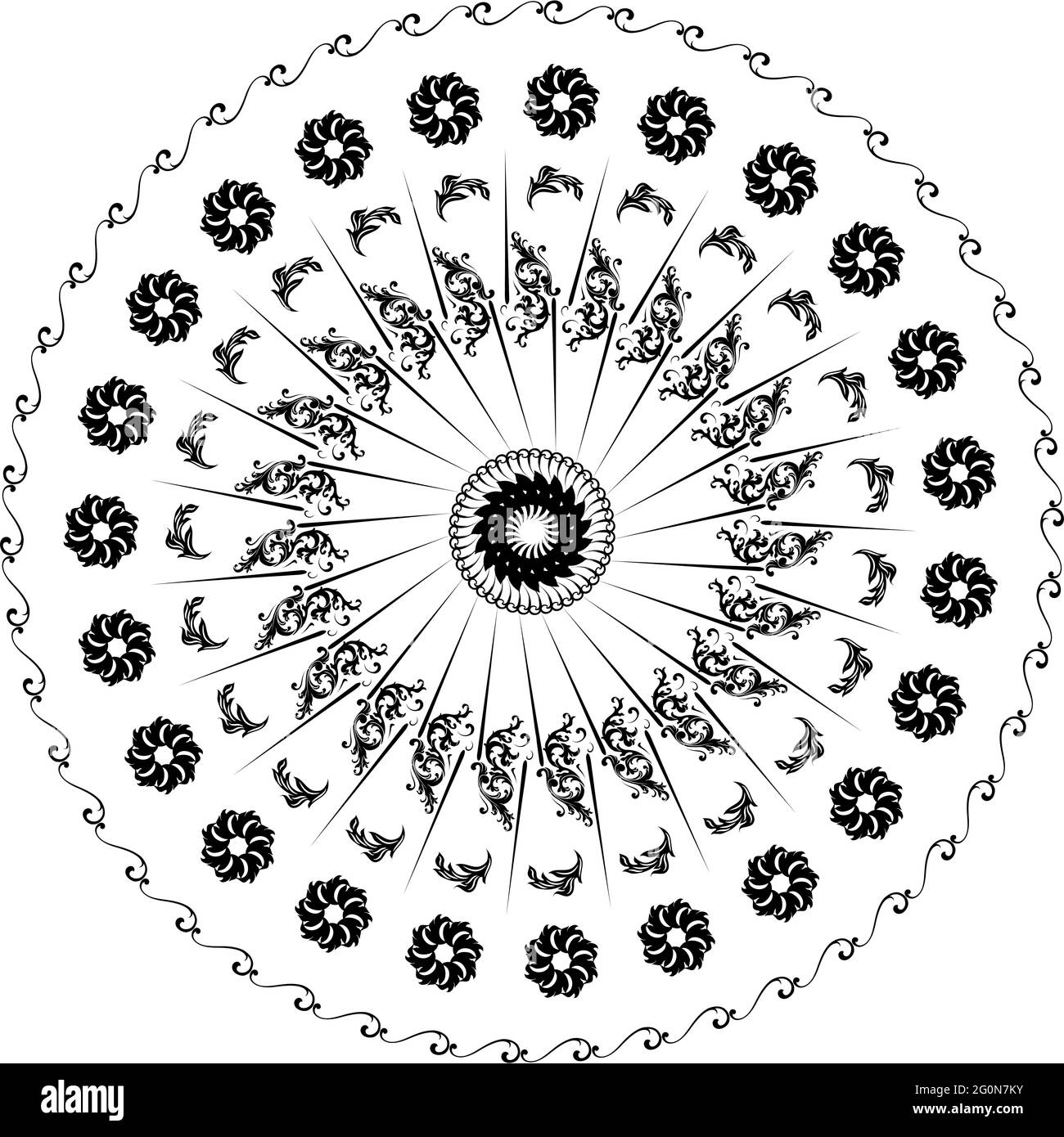 Radial ornamental pattern for fabric prints on a white background Stock ...