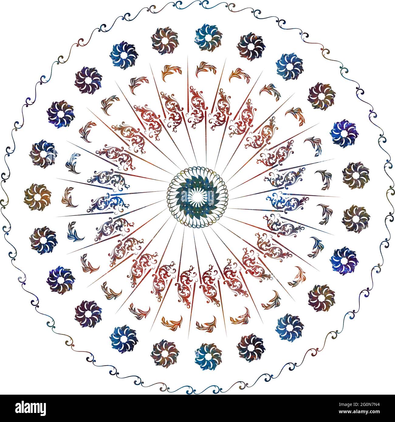 Radial ornamental pattern for fabric prints on a white background Stock ...