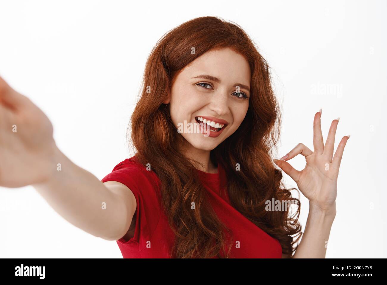 Beautiful redhead teen posing camera hi-res stock photography and ...