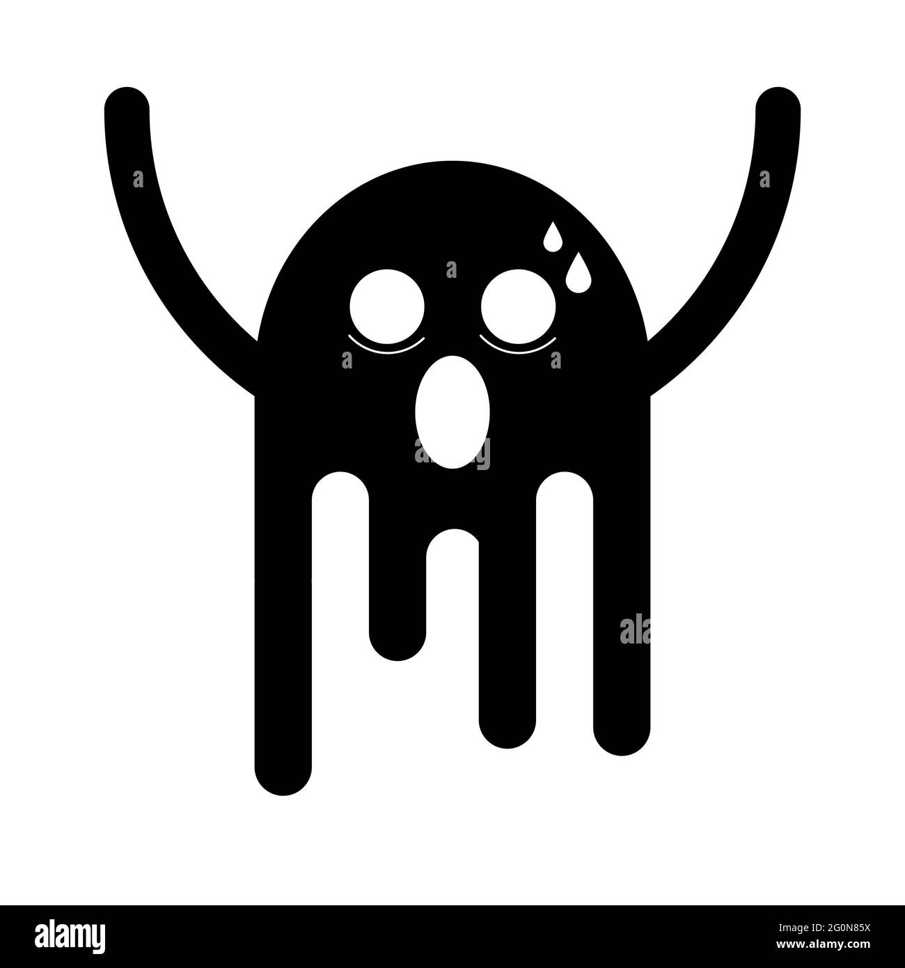 Illustration of a scary black ghost cartoon on a white background Stock ...