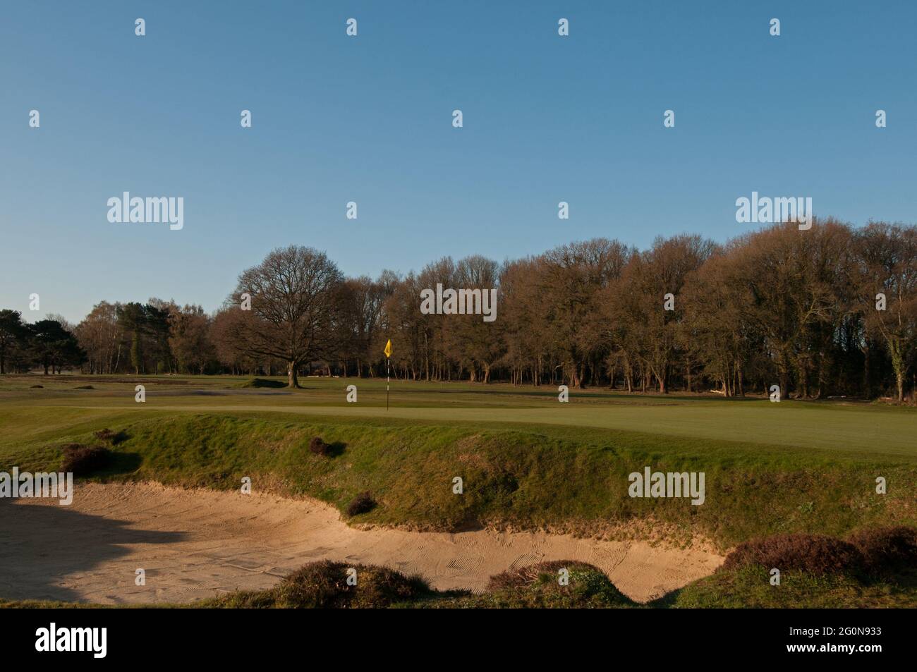 View of 18th Green on Old Course and bunker, early morning, Walton ...